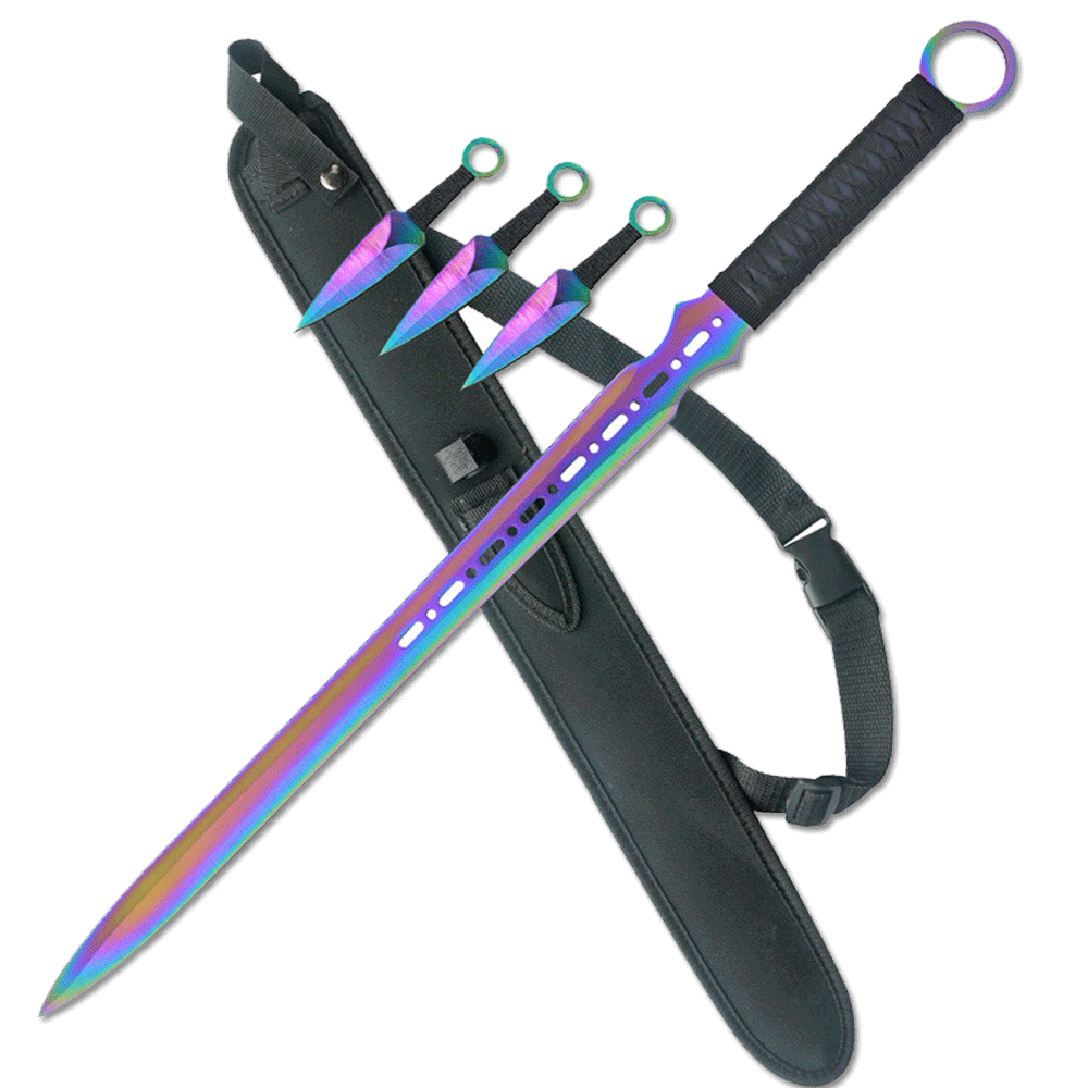 NINJA SWORD With 2 pcs Throwing Knife Set