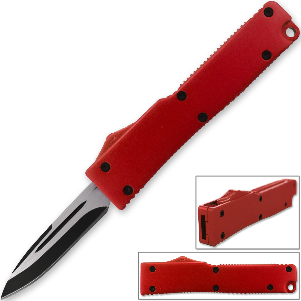 Electrifying California Legal OTF Switchblade Dual Action Knife Red