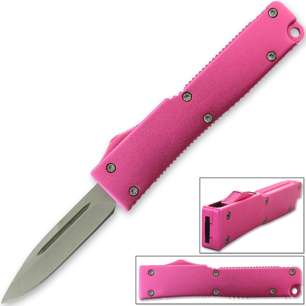 Electrifying California Legal OTF Switchblade Dual Action Knife Pink