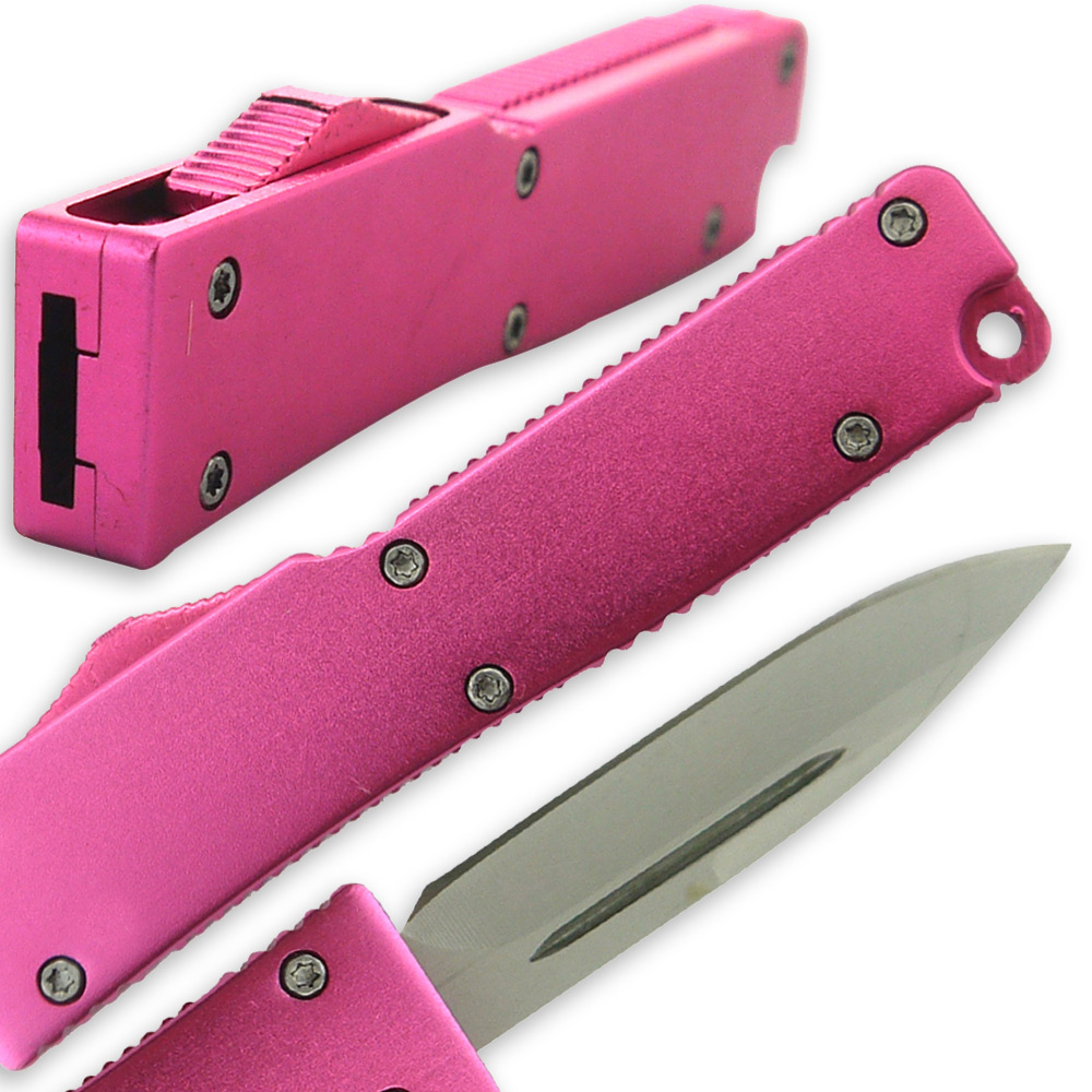 Electrifying California Legal OTF Switchblade Dual Action Knife Pink