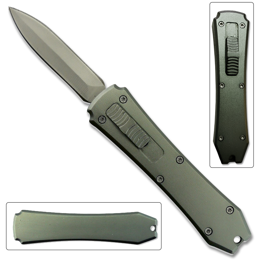Legends Micro OTF Stiletto Switchblade Blade Knife Grey Out The Front