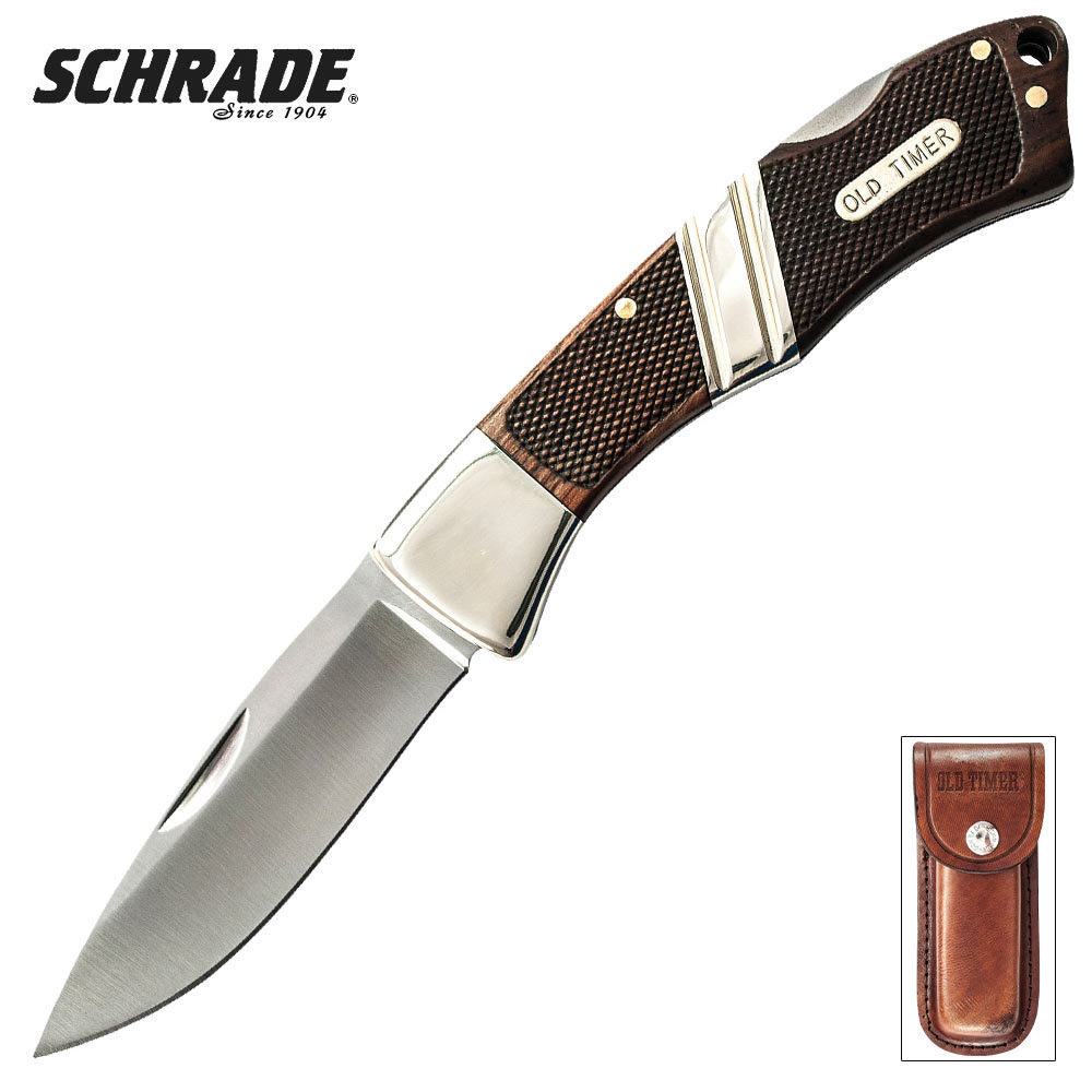 Schrade Old Timer Mountain Beaver Senior Pocket Knife with Leather Sheath