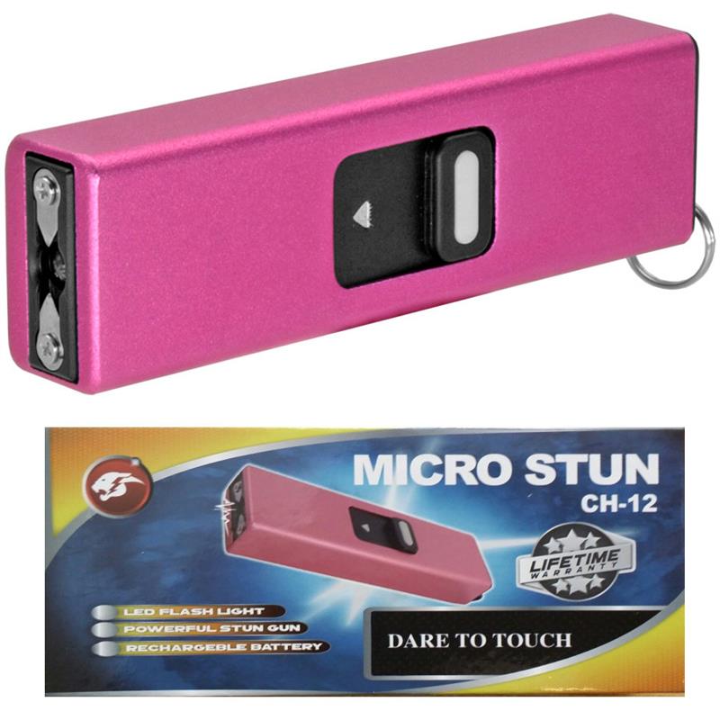 Micro USB Self Defense Pink Stun Gun Rechargeable LED Light Key chain
