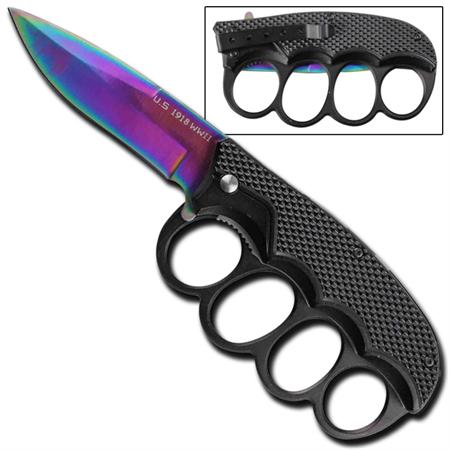 Knuckle Spring Assisted Trench Knife - Titanium TD423T - Spring ...