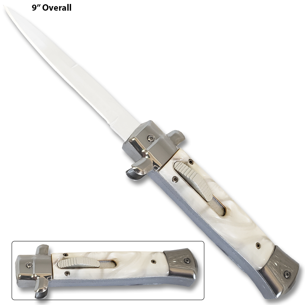 Italian Mafia Milano Knife White Pearl Handle