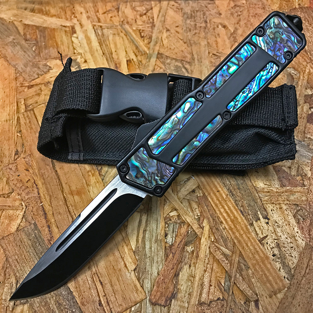 Black Hills Black OTF Switchblade Knife with Glass Breaker