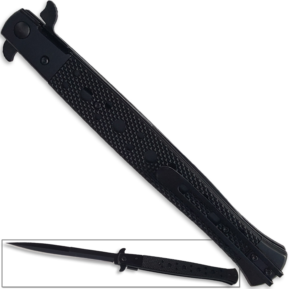 Huge Italian Stiletto Switchblade Style Spring Assist Knife G10 Handle ...