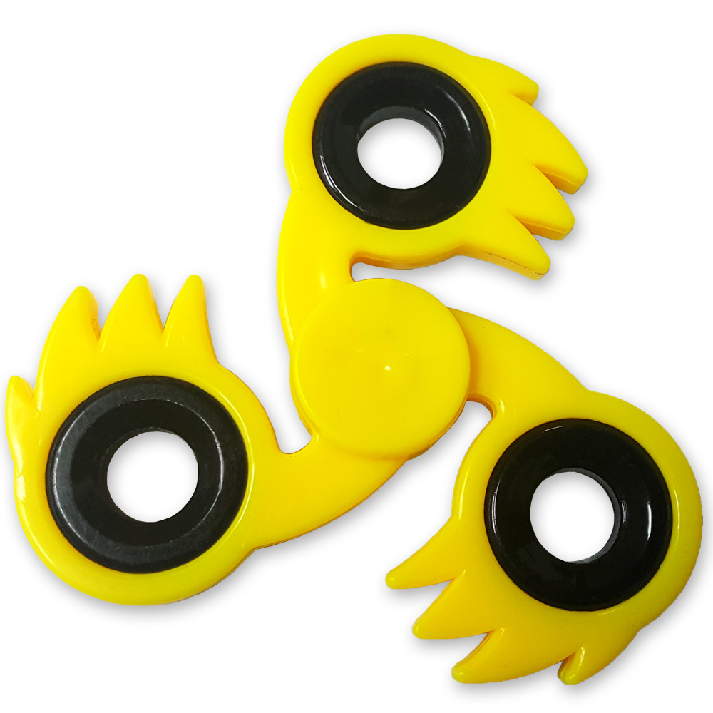 Ki-Blast Spiked Fidget Tri-Spinner Yellow Fireball Focus ADHD Finger ...