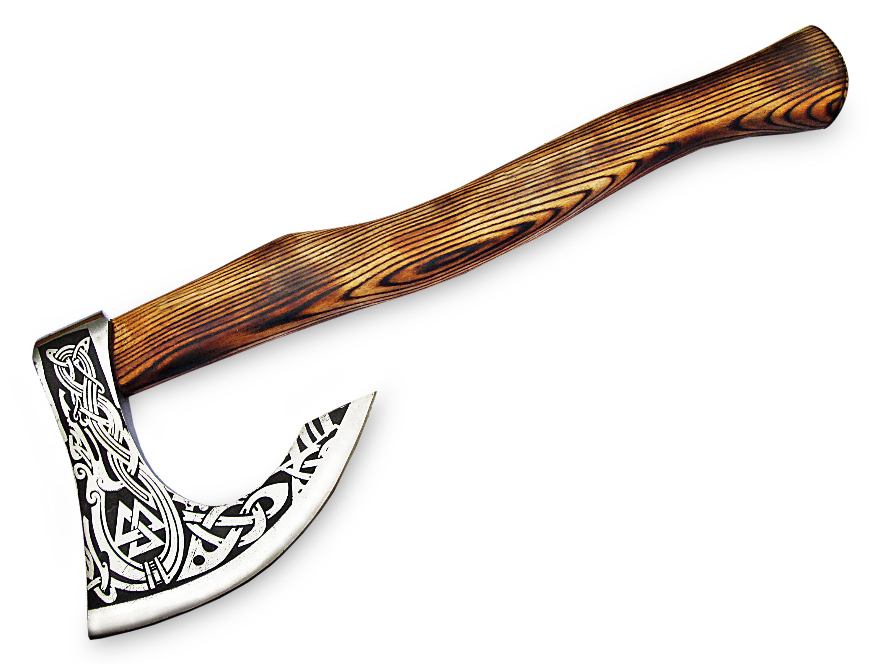 Odin God of War Viking Axe W Etched Carbon J2 Steel Head Custom Hand Forged