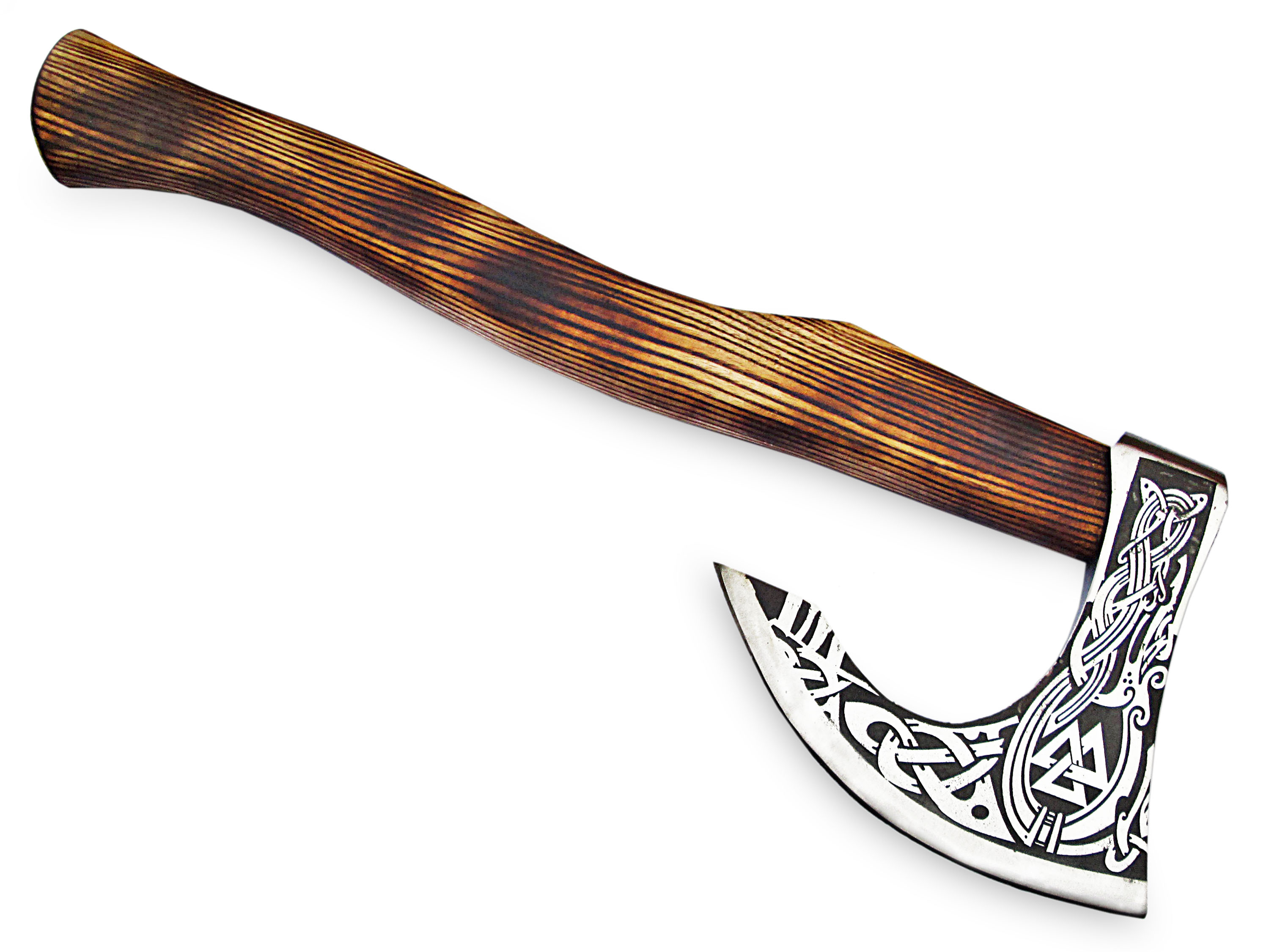 Odin God of War Viking Axe W Etched Carbon J2 Steel Head Custom Hand Forged