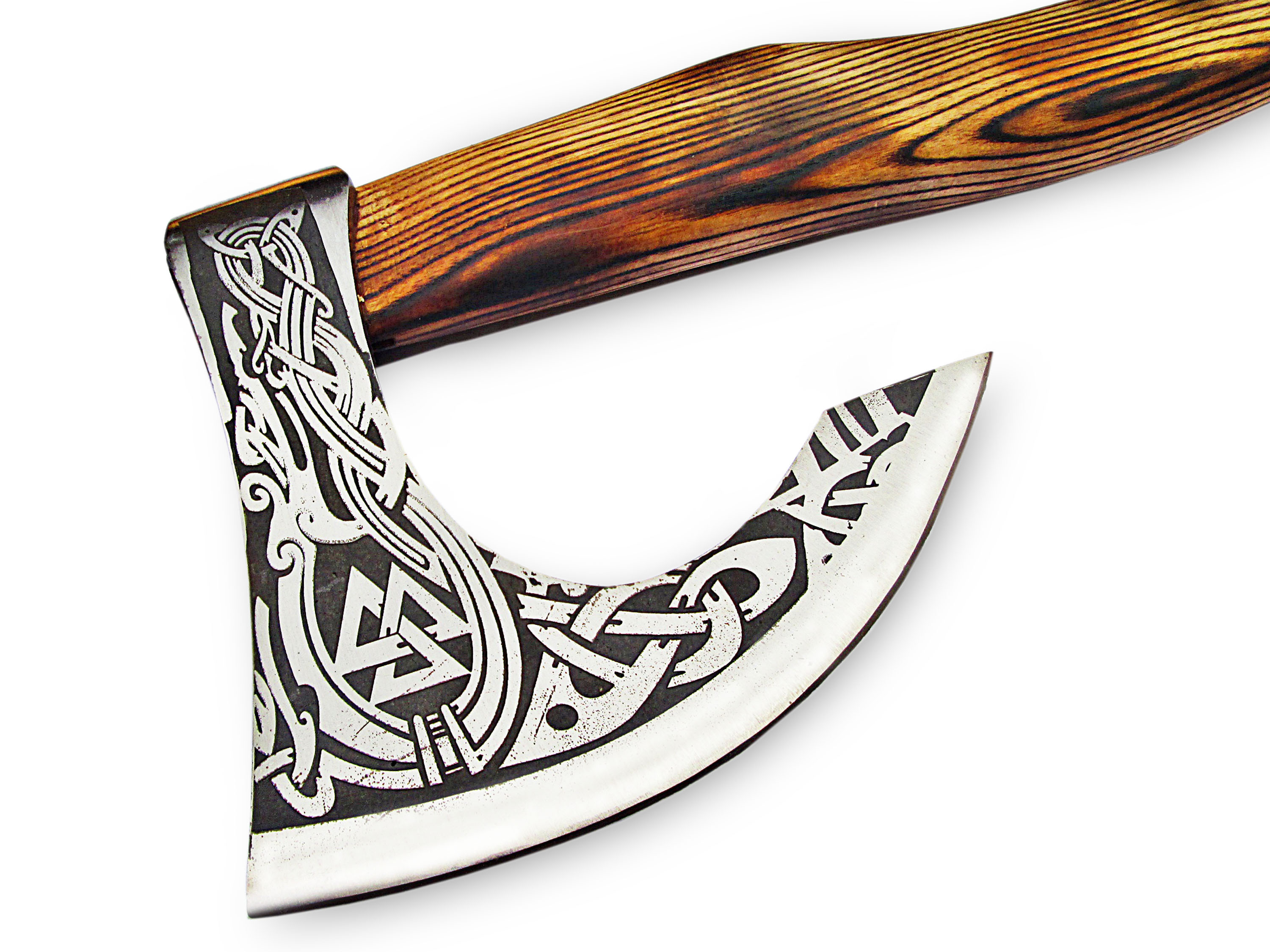 Odin God of War Viking Axe W Etched Carbon J2 Steel Head Custom Hand Forged