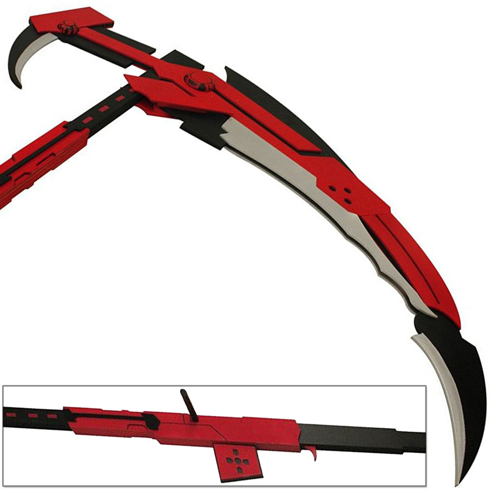Rwby Crescent Rose Cosplay Wooden Scythe Ruby Weapons Red Full Sized ...