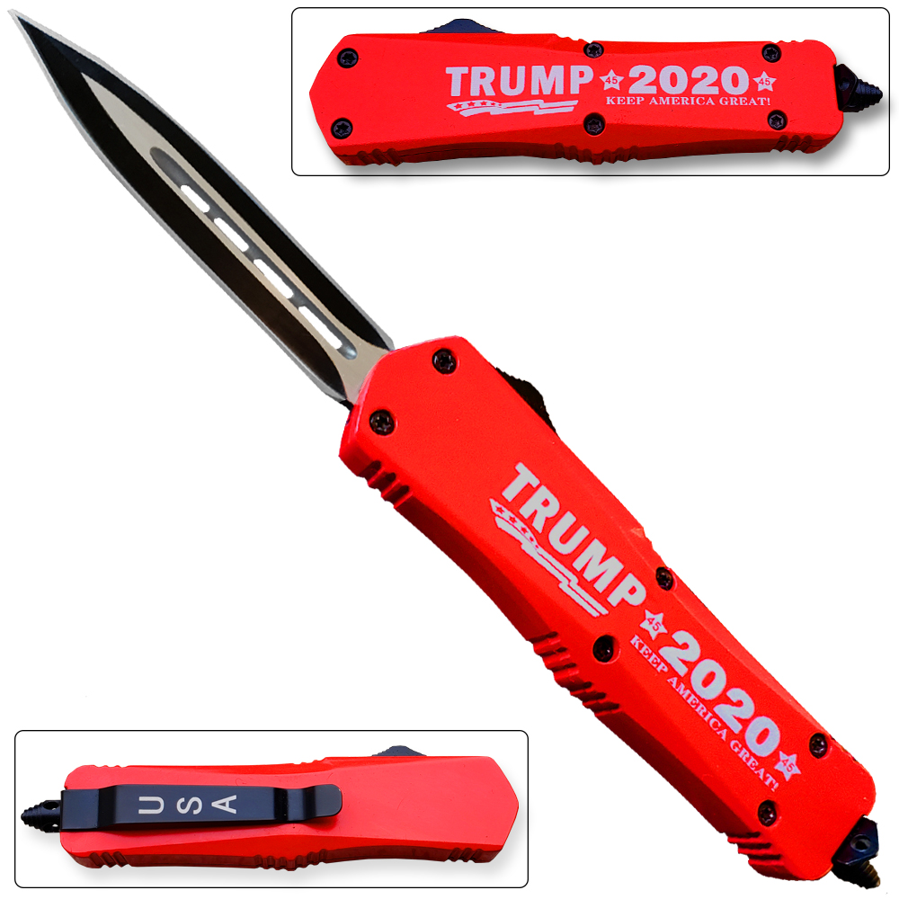 Make America Great - Trump 2020 Straight Edge OTF Switchblade Knife ...