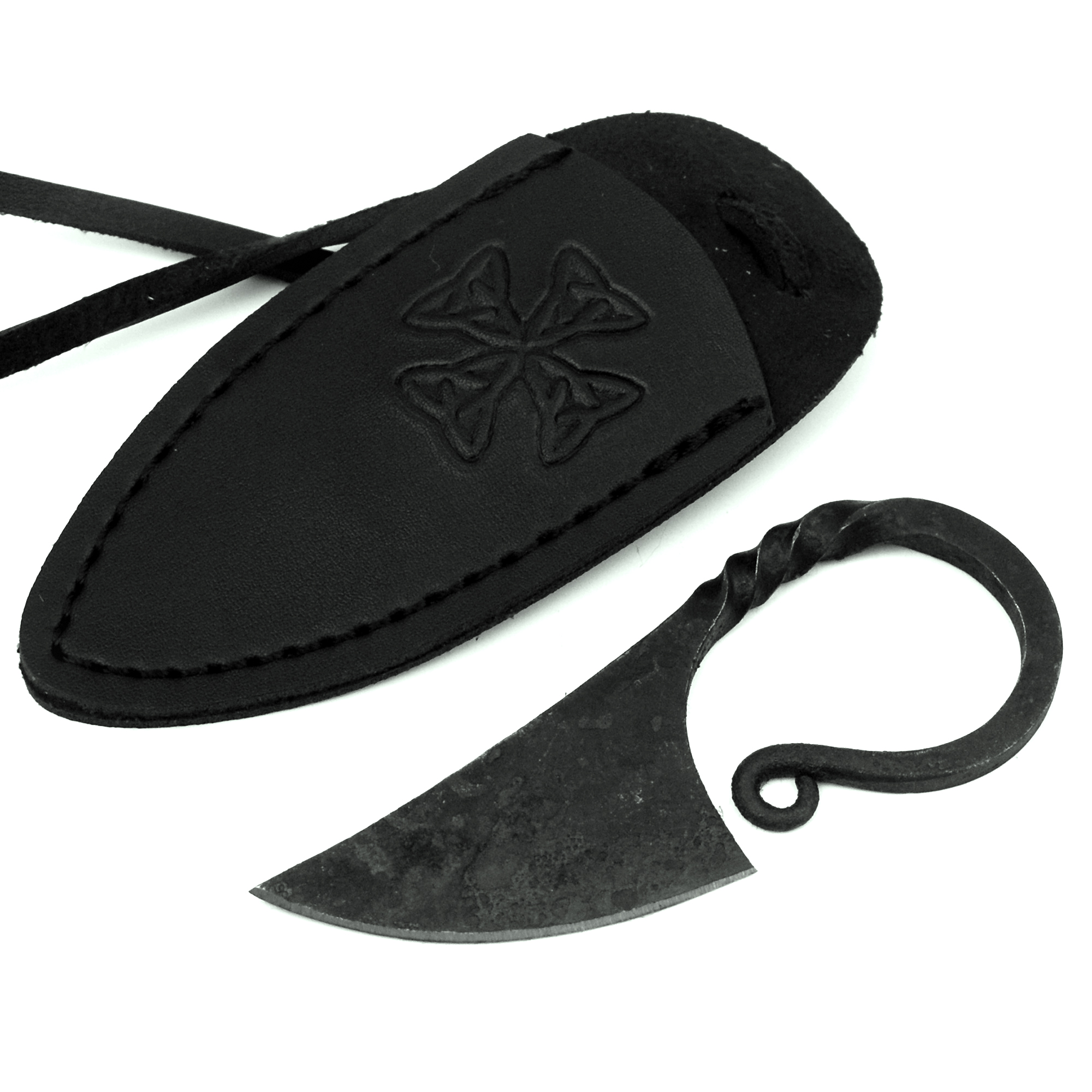 Medieval Hand Forged Scandinavian Pocket Neck Knife Black Sheath