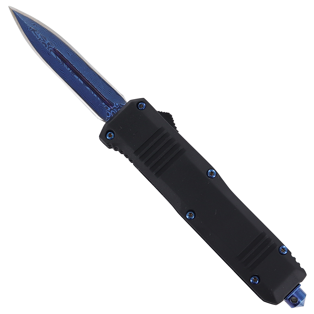 Azurite's Edge Damascus Steel Compact Automatic OTF Switchblade Knife