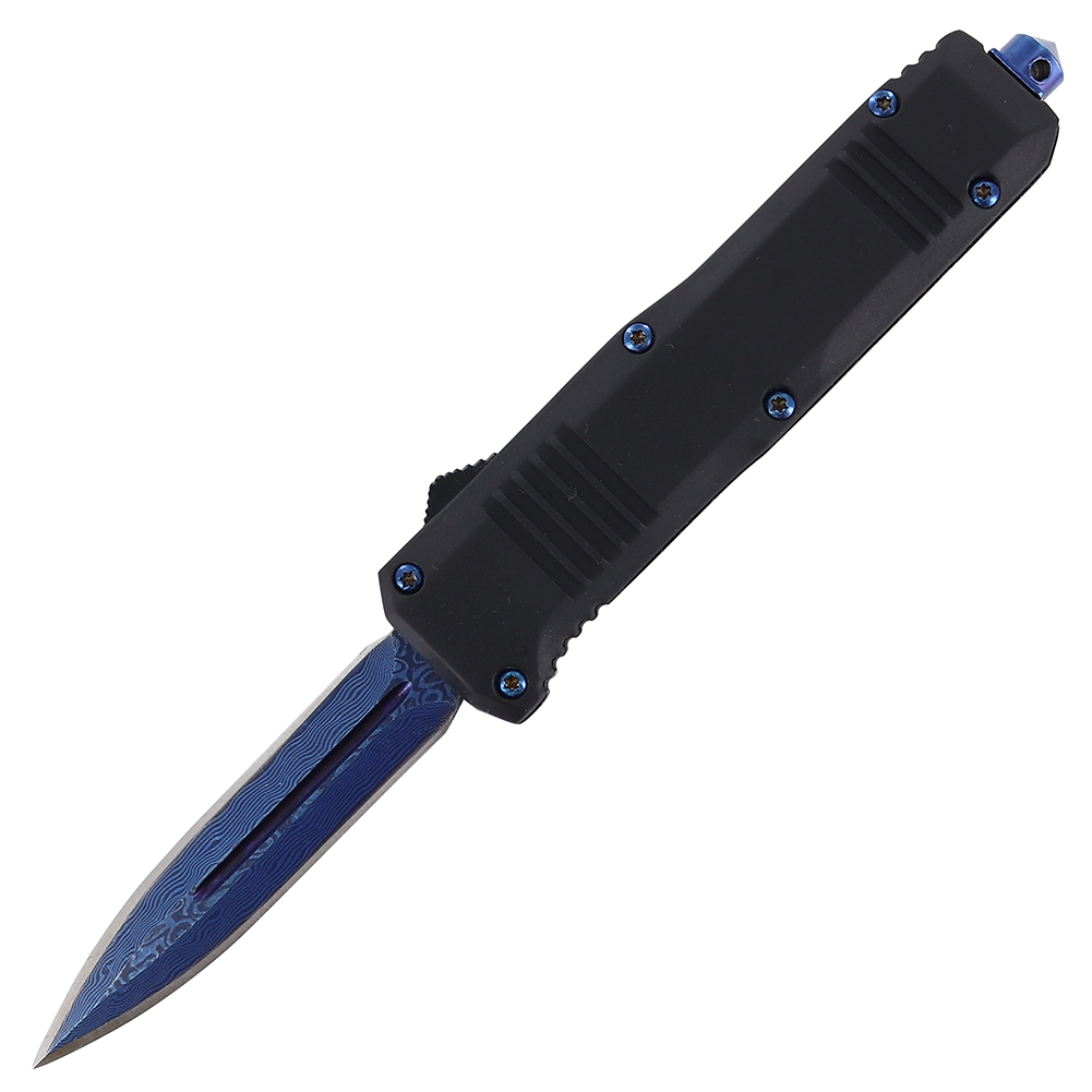 Azurite's Edge Damascus Steel Compact Automatic OTF Switchblade Knife