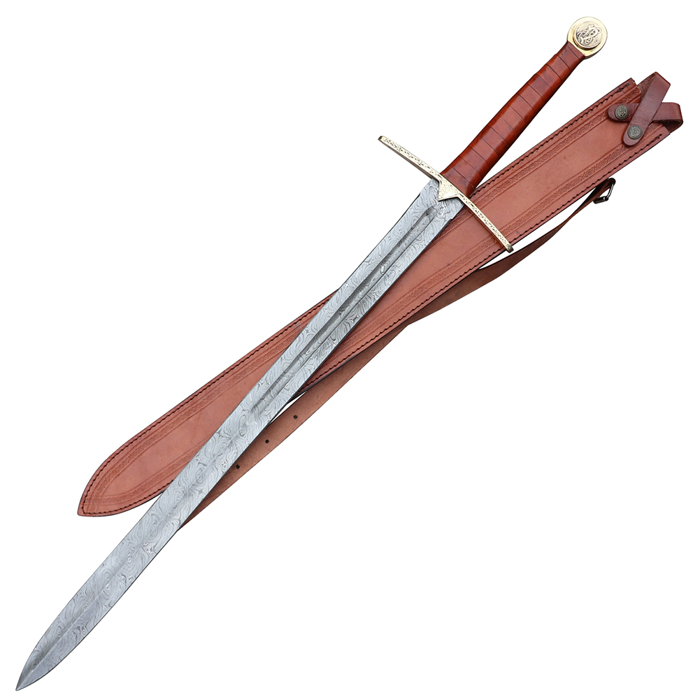 For Valhalla Damascus Steel Medieval Viking Long Sword