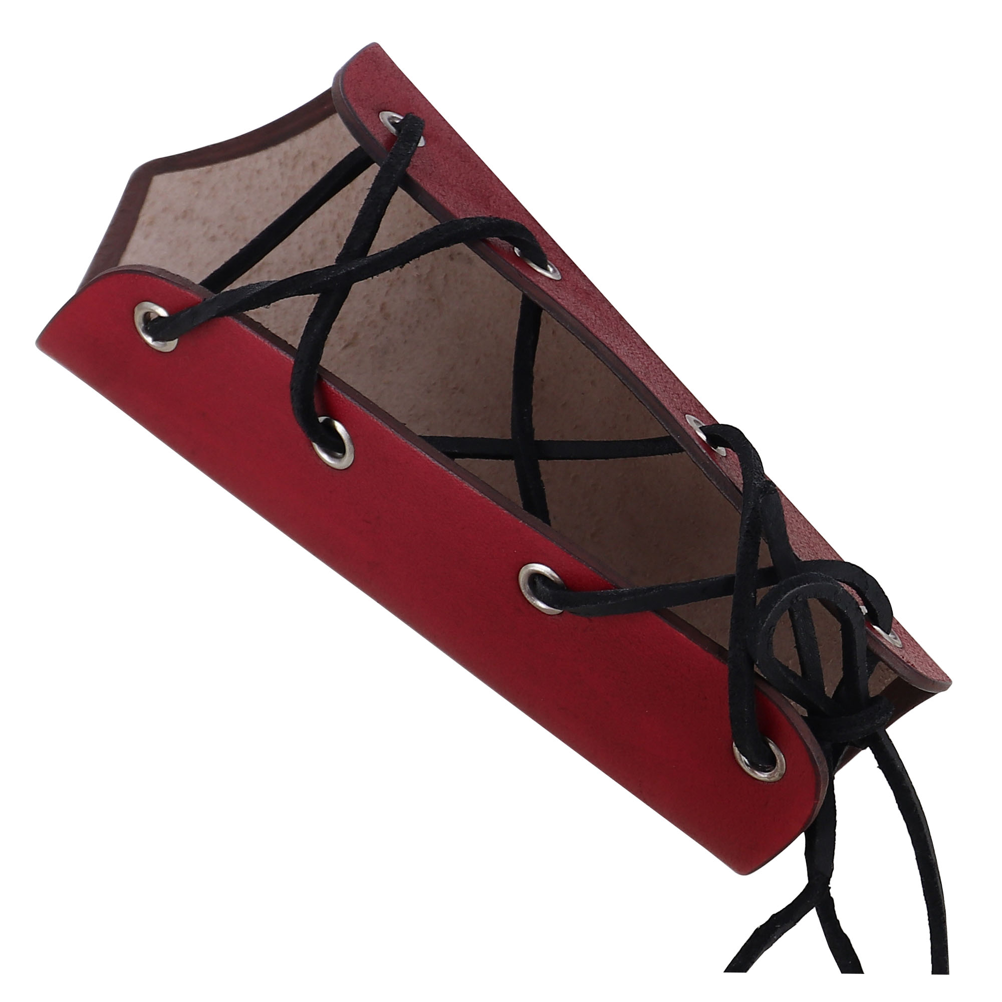 Medieval Warrior Lace Up Leather Bracer Red